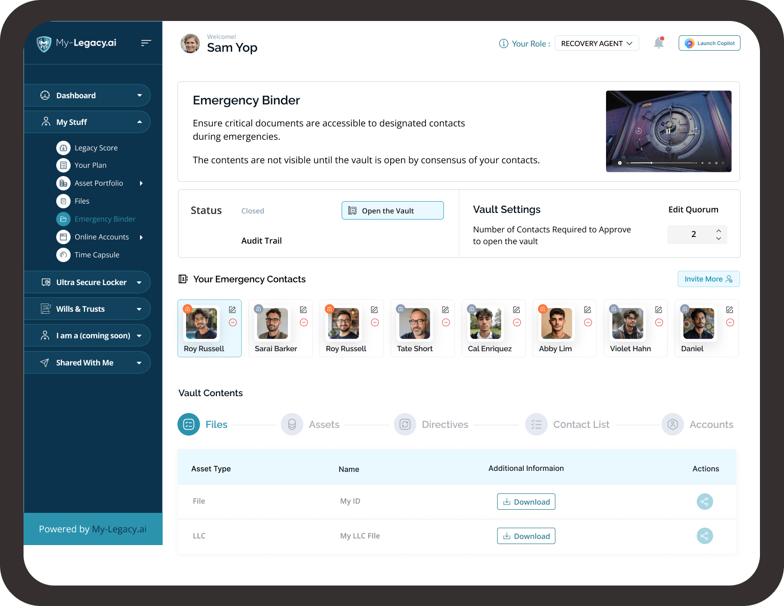 Emergency Binder - My legacy